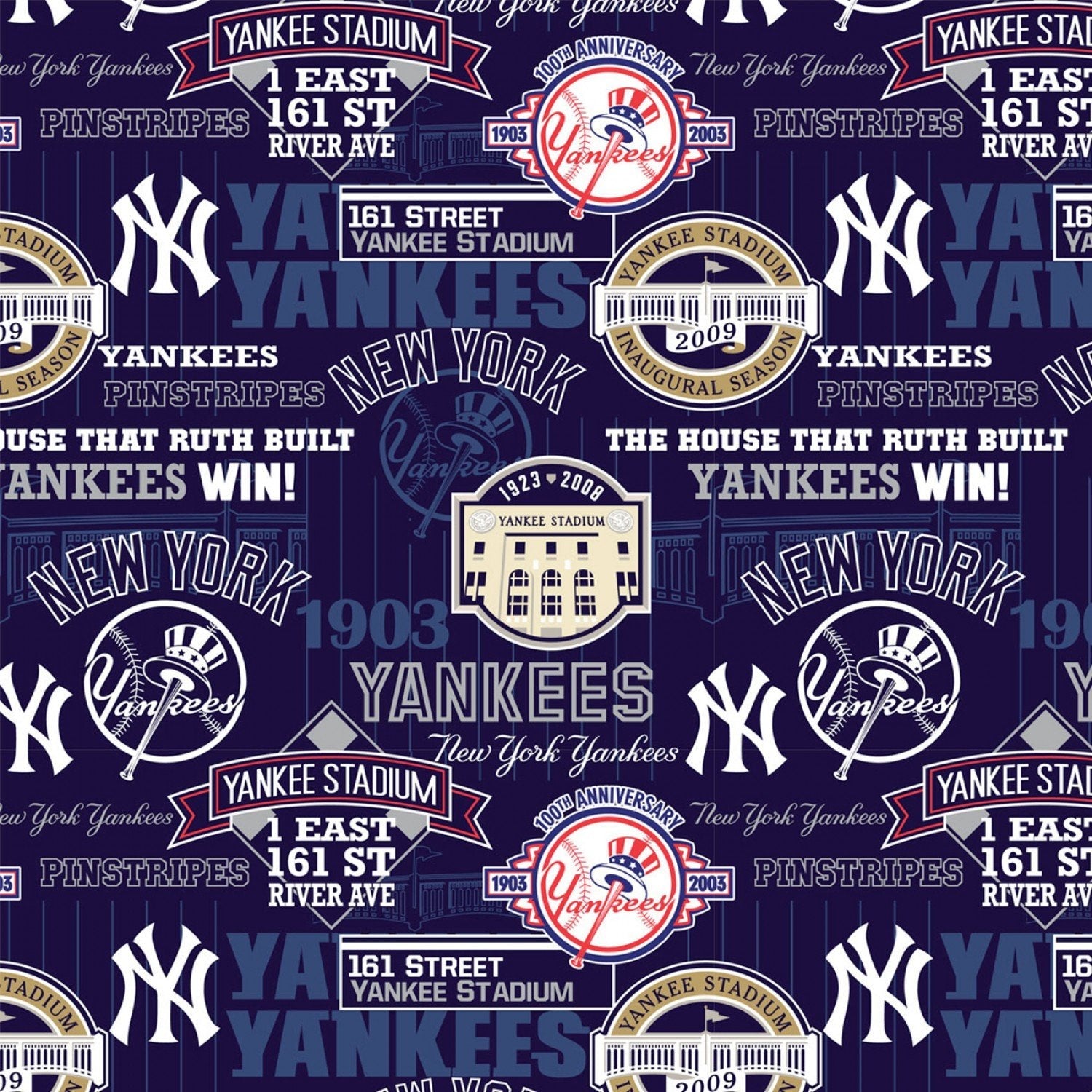 New York Yankees Fabric 60252B MLB Stadium Cotton Fabric – Mary Jo Fabrics