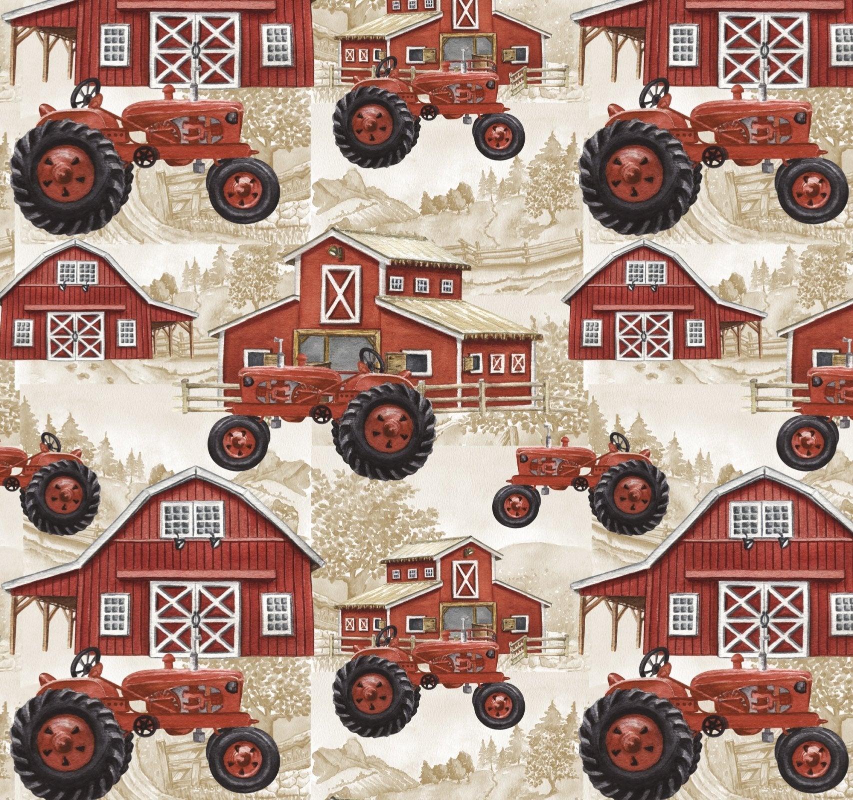 Red Farm Tractor Fabric DX-4068-4C-1 Red Barn – Mary Jo Fabrics
