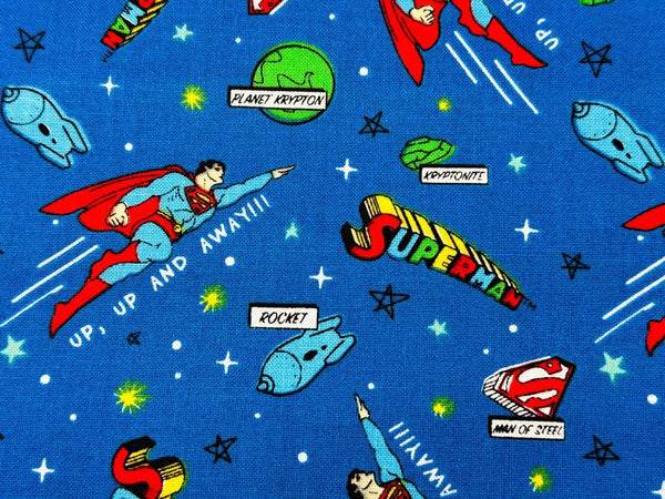 Superman Cotton Fabric - Man of Steel Comic Book Design – Mary Jo Fabrics