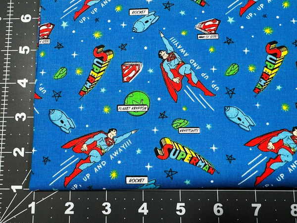 Superman Cotton Fabric - Man of Steel Comic Book Design – Mary Jo Fabrics