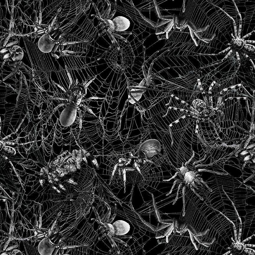 Wicked Spider Fabric CD2765 Spiders on Spiderwebs – Mary Jo Fabrics